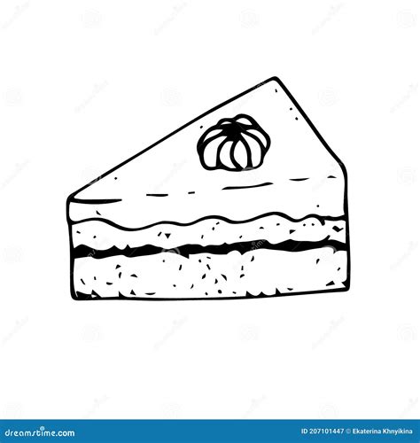 Sponge Cake With Cream Vector Illustration Hand Drawn Sketch Stock