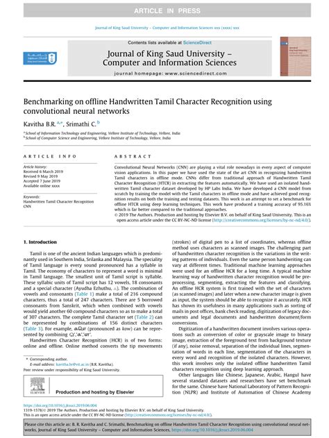 Pdf Benchmarking On Offline Handwritten Tamil Character Recognition Using Convolutional Neural