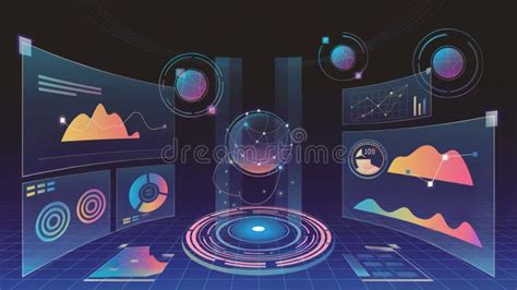 Futuristic Digital Interface With Data Visualization And Global Network