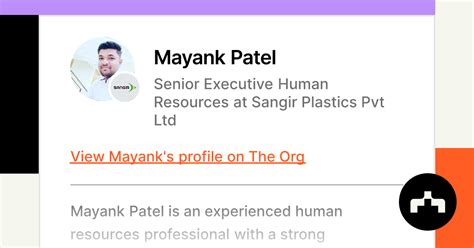 Mayank Patel Senior Executive Human Resources At Sangir Plastics Pvt