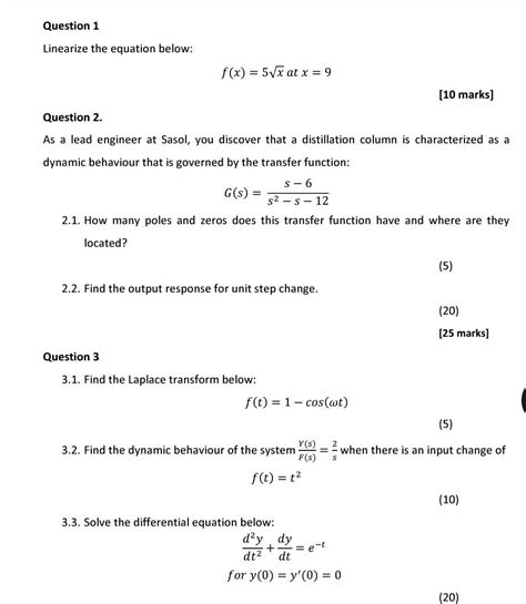 Solved Question Linearize The Equation Below F X Chegg Com