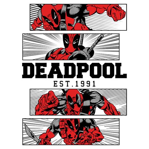 Mens Marvel Deadpool Comic Panels T Shirt