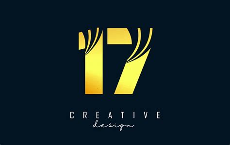 Golden Creative Number 17 1 7 Logo With Leading Lines And Road Concept