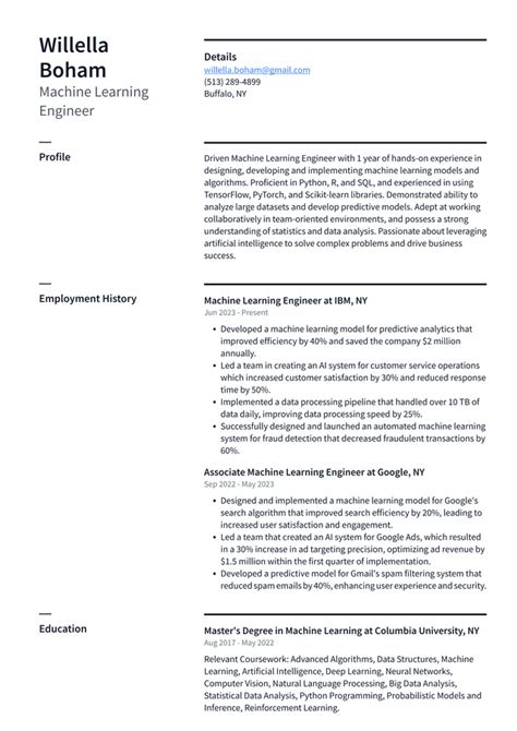 Ibm Machine Learning Engineer Resume Examples Resumecat