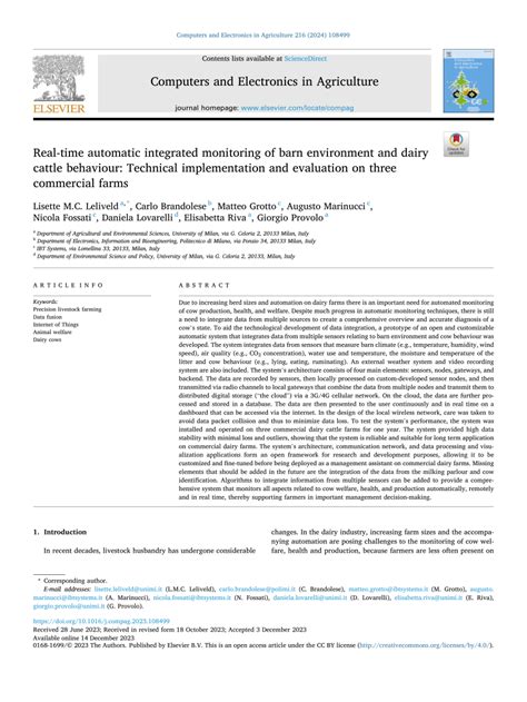 Pdf Real Time Automatic Integrated Monitoring Of Barn Environment And Dairy Cattle Behaviour