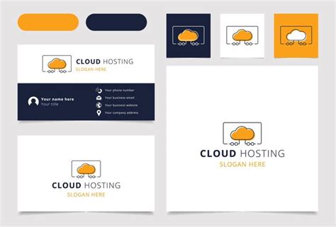 Premium Vector Cloud Hosting Logo Design With Editable Slogan Business Card And Branding Book