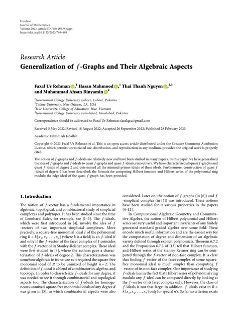 Pdf Generalization Of F Graphs And Their Algebraic Aspects