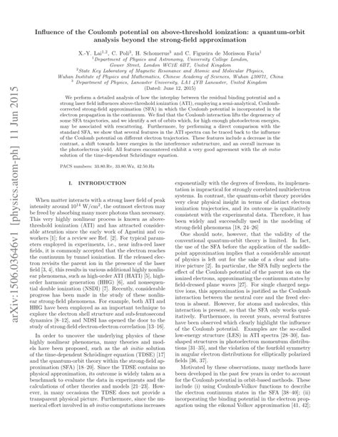 Pdf Influence Of The Coulomb Potential On Above Threshold Ionization A Quantum Orbit Analysis