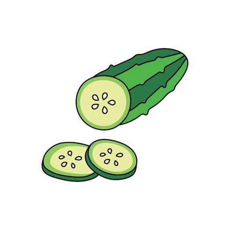 Cucumber Slices Drawing Easy