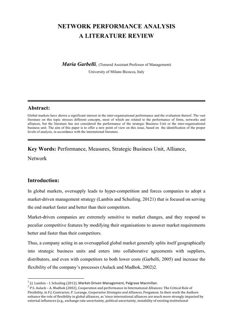 PDF NETWORK PERFORMANCE ANALYSIS A LITERATURE REVIEW