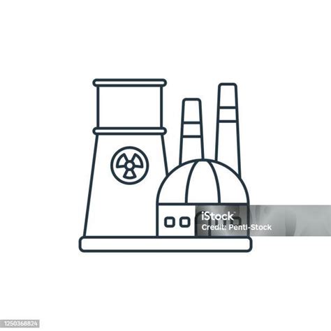 원자력 발전소 벡터 아이콘입니다 원자력 발전소 편집 가능한 뇌졸중 웹 및 모바일 앱 로고 인쇄 매체에 사용하기 위한 원자력 발전소 선형 기호입니다 얇은 선 그림 벡터 격리