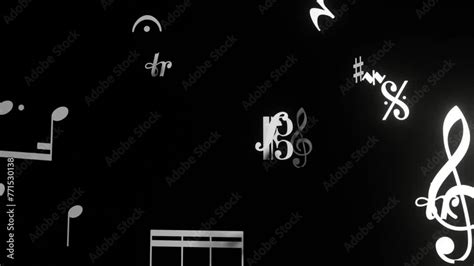 Musical Symbols Camera Fly Through Endless Loop Random Musical