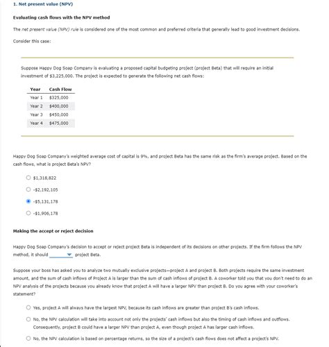 Solved Net Present Value Npv Evaluating Cash Flows With Chegg