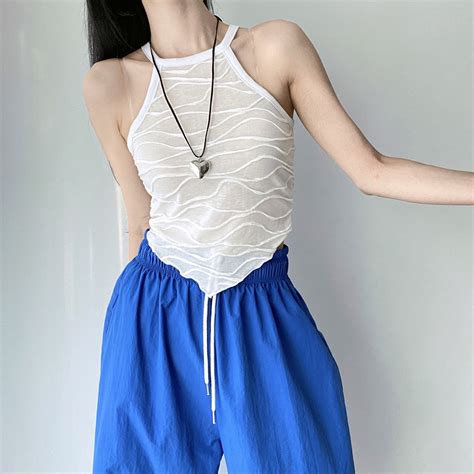 [흠뻑쇼 페스티벌룩] 물결 홀터넥 크롭탑 나시 3color Y2k 워터밤룩