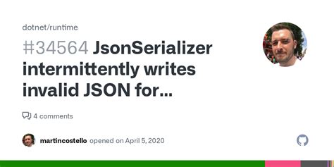 Jsonserializer Intermittently Writes Invalid Json For Dictionaries In Net 5 Preview 2 · Issue