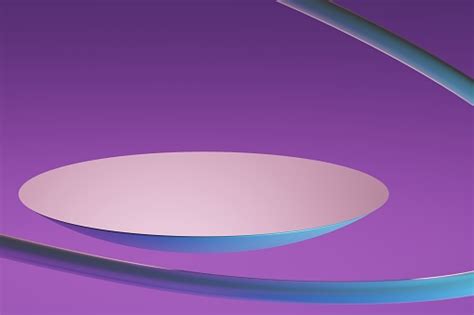 파란색 빛 3d 일러스트와 보라색 배경에 비행 금속 둥근 기하학적 연단 3차원 형태에 대한 스톡 사진 및 기타 이미지 3차원 형태 개념 건설 플랫폼 Istock