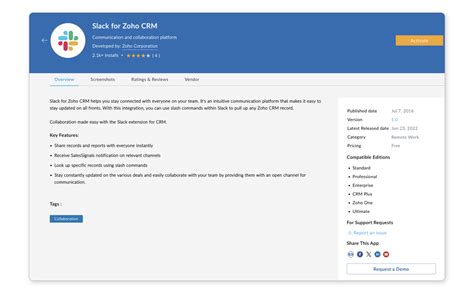 Slack Extension Integrations Online Help Zoho Crm
