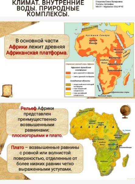 Африка Основные черты рельефа климата и внутренних вод Природные комплексы Практическая