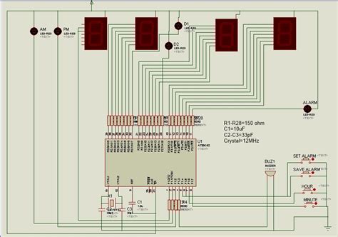 Simple Digital Clock Using 8051 Microcontroller At89c51 Circuit Diagram Circuit Diagram