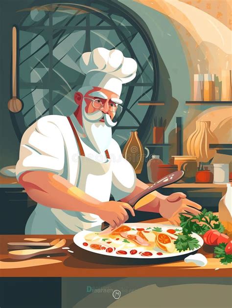 Jeu De Caract Res G N Reux De Chef Illustration Stock Illustration Du Caract Re Assiette