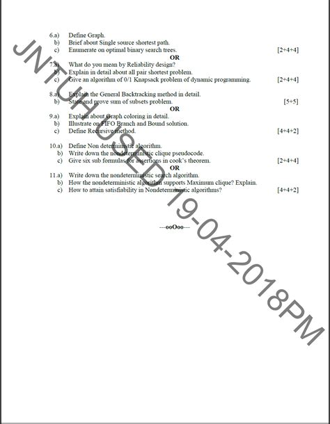 Jntuh Btech Design And Analysis Of Algorithms April 2018 Question Paper University Question