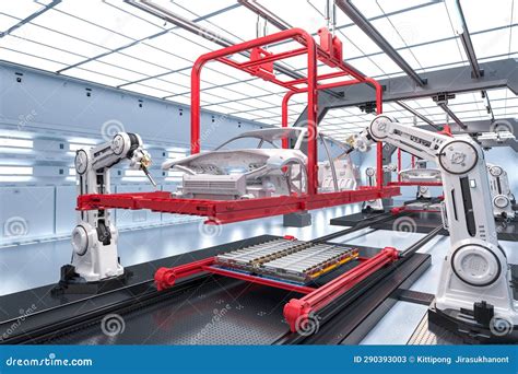 Automation Automobile Factory With Robot Assembly Line Manufacture Ev