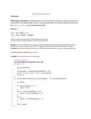 Worksheet Week 6 C Programming Questions Answers Course Hero