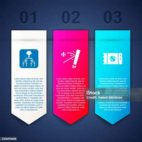 세트 챔피언십 토너먼트 대진표 공이 있는 야구 방망이 티켓 비즈니스 인포그래픽 템플릿입니다 벡터 Championship에 대한 스톡 벡터 아트 및 기타 이미지 Istock