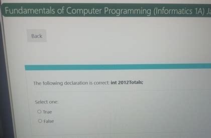 Solved Fundamentals Of Computer Programming Informatics 1A Chegg