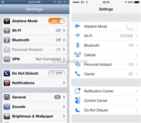 IOS 7 Vs IOS 6 Side By Side Visual Comparison IMAGES Redmond Pie