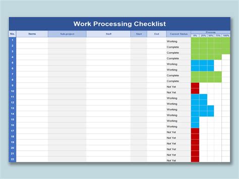 Process Checklist Template Excel