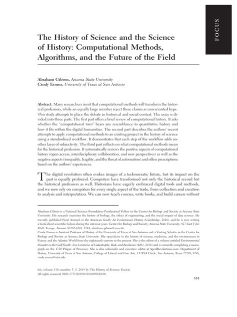 The History Of Science And The Science Of History Computational