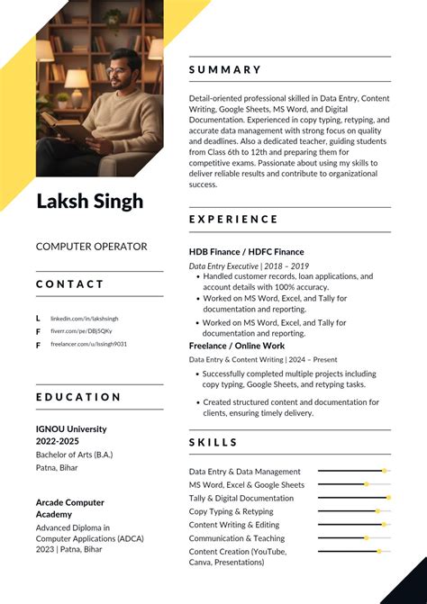 Resume Opentowork Dataentry Contentwriting Digitaldocumentation