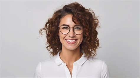 Premium Ai Image Portrait Of A Happy Pleased Woman Wearing Glasses Generative Ai