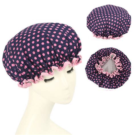 Badu Bg Шапка за душ Шапка за баня Peva Водоустойчив двуслоен Дамски консумативи Аксесоари за