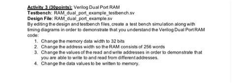 Solved Activity 3 30points Verilog Dual Port Ram