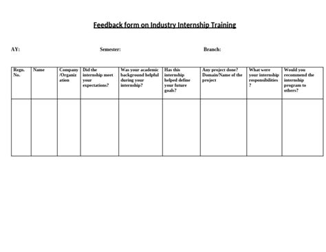 Internship Feedback Form Pdf