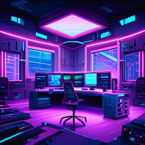 3d Rendering Of The Control Room In A Spaceship With Lighting Effect Generative Ai Stock