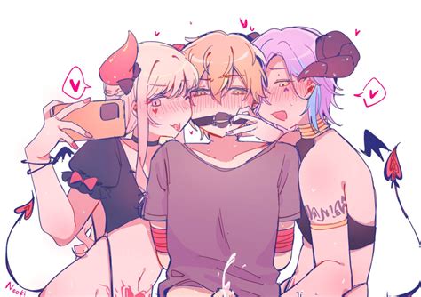 Rule 34 Akiyama Mizuki Blue Hair Blush Cum Cumshot Gay Handjob Kamishiro Rui Male Neoki