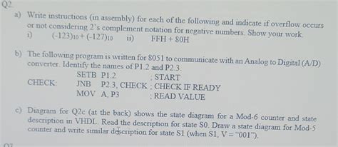 solved q2 a write instructions in assembly for each of