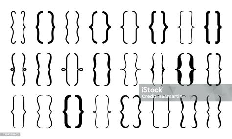 괄호 텍스트 대괄호 곱슬 및 둥근 프레임 치아교정기에 대한 스톡 벡터 아트 및 기타 이미지 치아교정기 컴퓨터 글자 0명 Istock