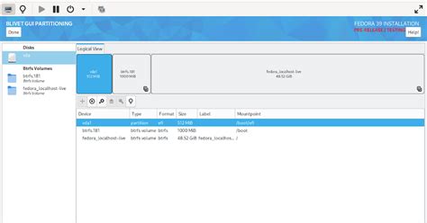 Openstack Rdo Andand Kvm Hypervisor Anaconda Advanced Partitioner Blivet Gui On Fedora 39 Kde
