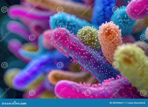 Magnified Microscopic Bacteria Colonies Stock Image 303946597