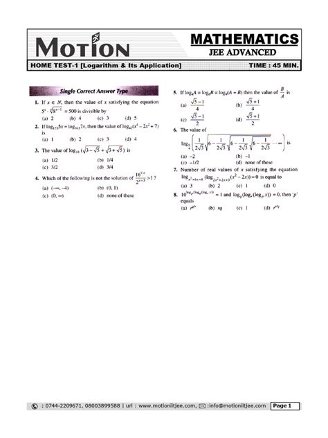 1 Logarithm And Its Applications Questionp65 Pdf
