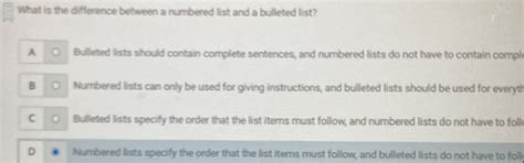 solved what is the difference between a numbered list and a bulleted