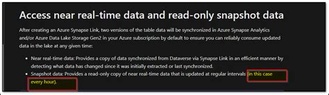 Is Snapshot Data Configurable In Dataverse To Azure Synapse Link