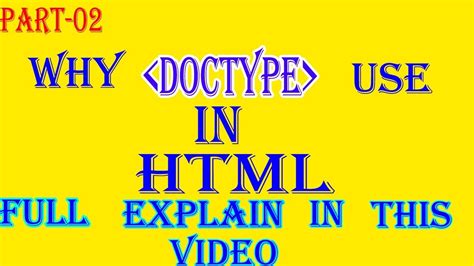 Doctype Tag In Html 2021 How To Use Doctype In Html5 Why Use Doctype In Html5 Youtube