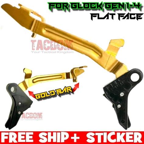 Flat Faced Black Polymer Trigger Gold Bar Gen 1 2 3 4 Glock 17 19 22 23 26 34 Ebay