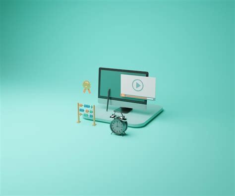 Premium Photo Online Class 3d Rendering With Monitor Screen