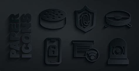 스마트 차고 로봇 진공 청소기 디지털 도어록 울리는 알람 벨 지문 및 물 센서 아이콘을 설정합니다 벡터 3차원 형태에 대한 스톡